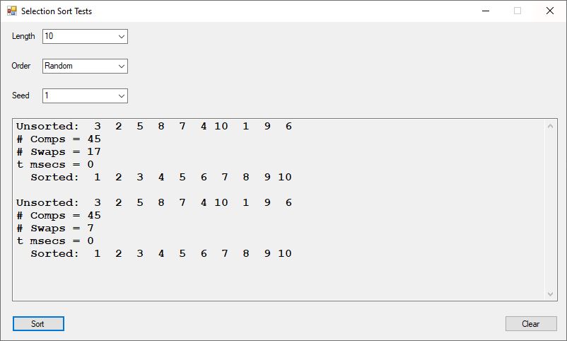 More Tests of two Selection Sort Implementations – Numerical Explorations