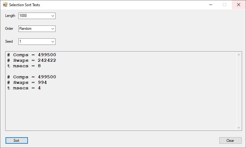 More Tests of two Selection Sort Implementations – Numerical Explorations