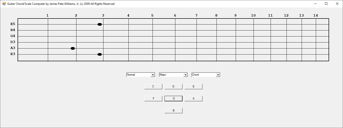 Guitar Chord and Scale Calculator by James Pate Williams, Jr. (c) 2003 ...